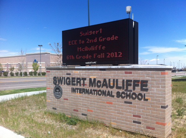 Swigert McAuliffe School updates Parents with Watchfire LED Sign